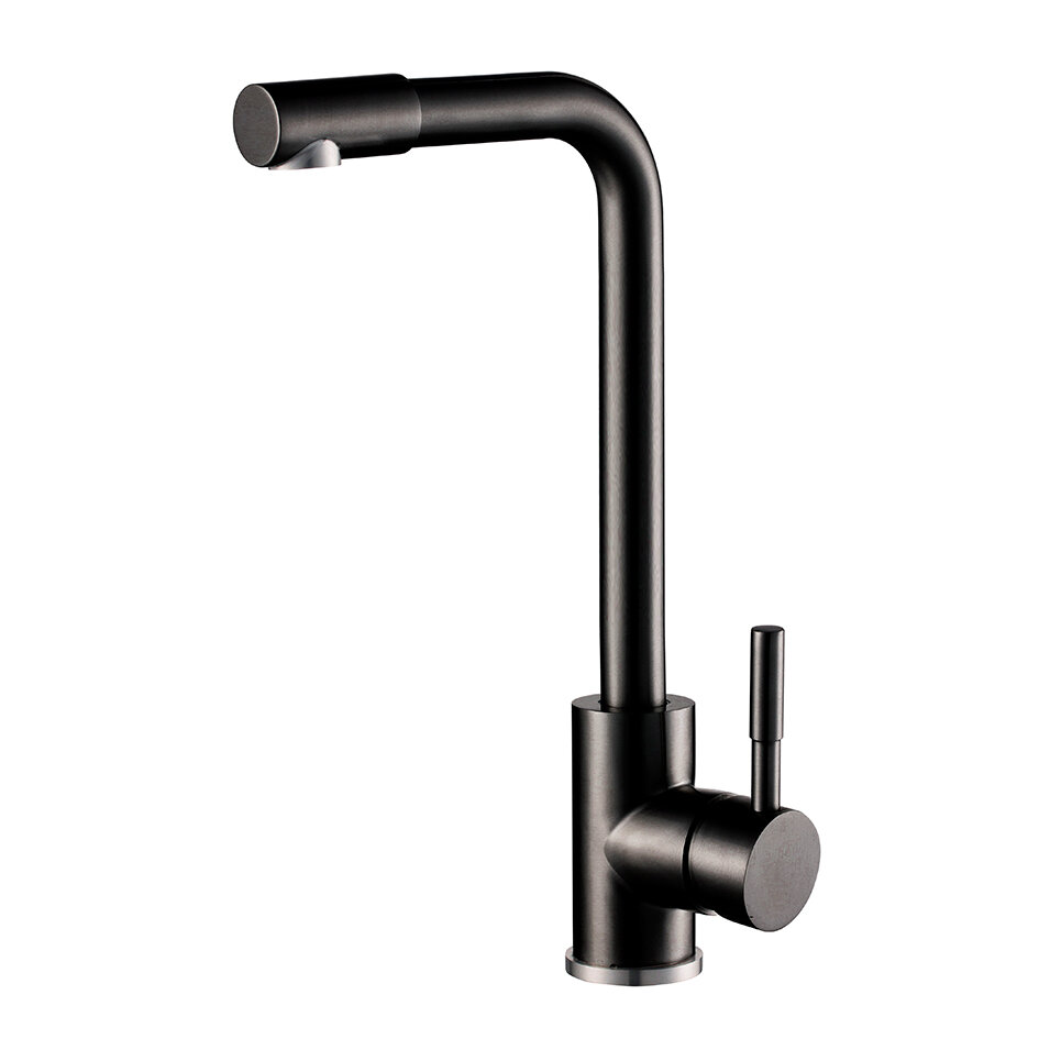 Смеситель для кухни MELANA MLN-F8107 черный, матовый, из нержав. стали, 1-рычажный, с высоким поворотным изливом