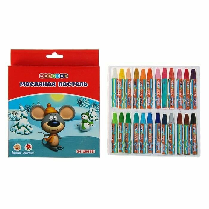 Пастель масляная Невская палитра "Цветик", 24 цвета, 75х10 мм, шестигранная (-SI/BPP01red)