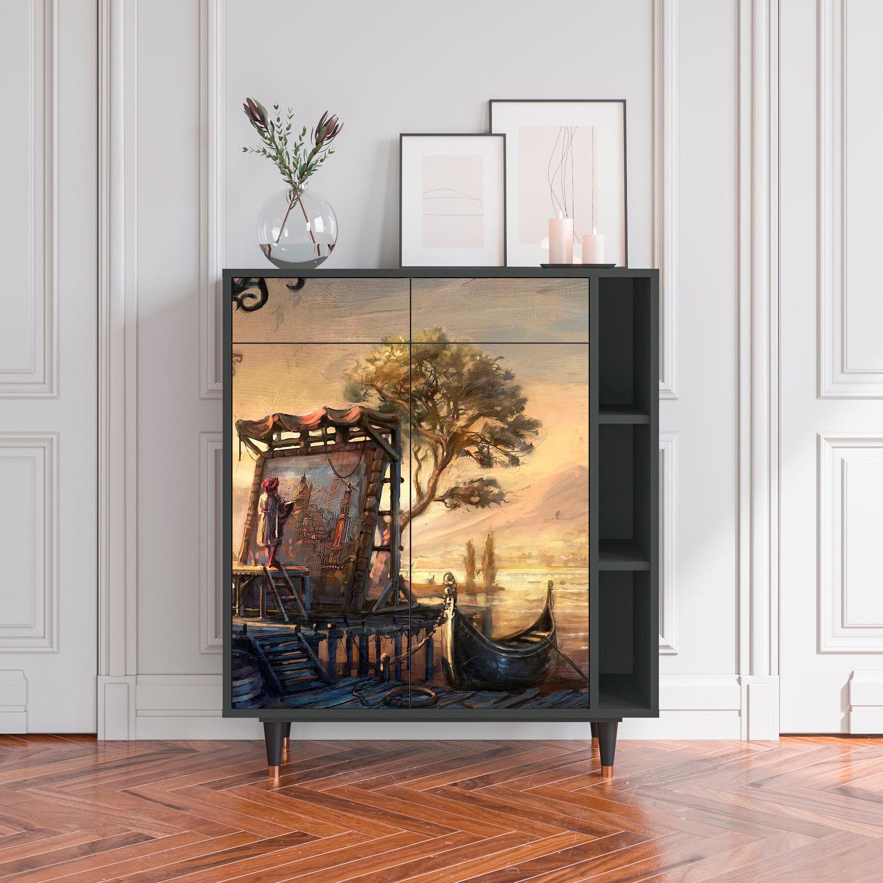 Комод - STORYZ - BS6 Venice, Размер - 94 x 110 x 41 см, Цвет корпуса - , Антрацит