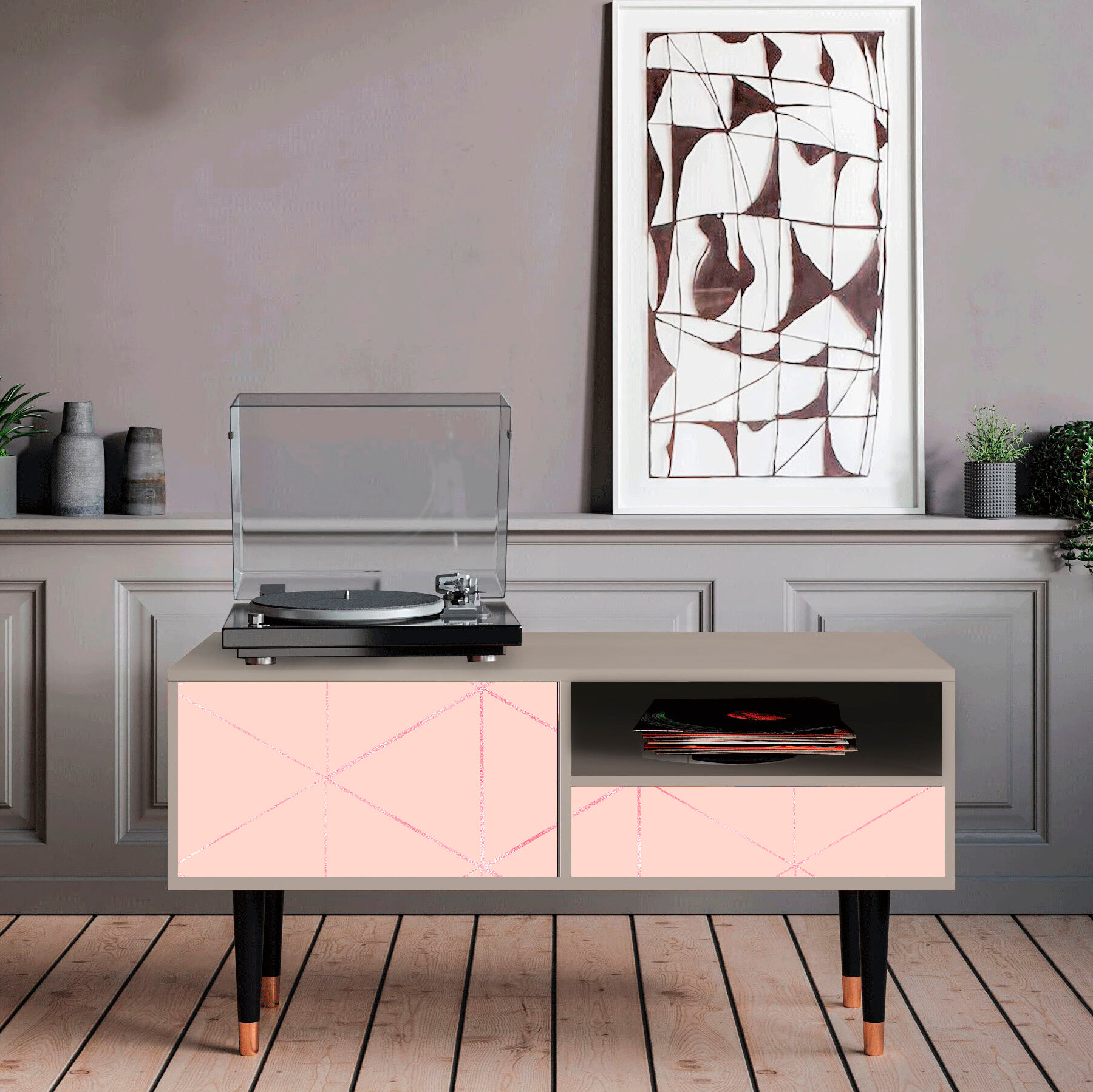 ТВ-Тумба - STORYZ - T3 Rose Quartz, Размер - 115 x 59 x 48 см, Цвет корпуса - , Сатин