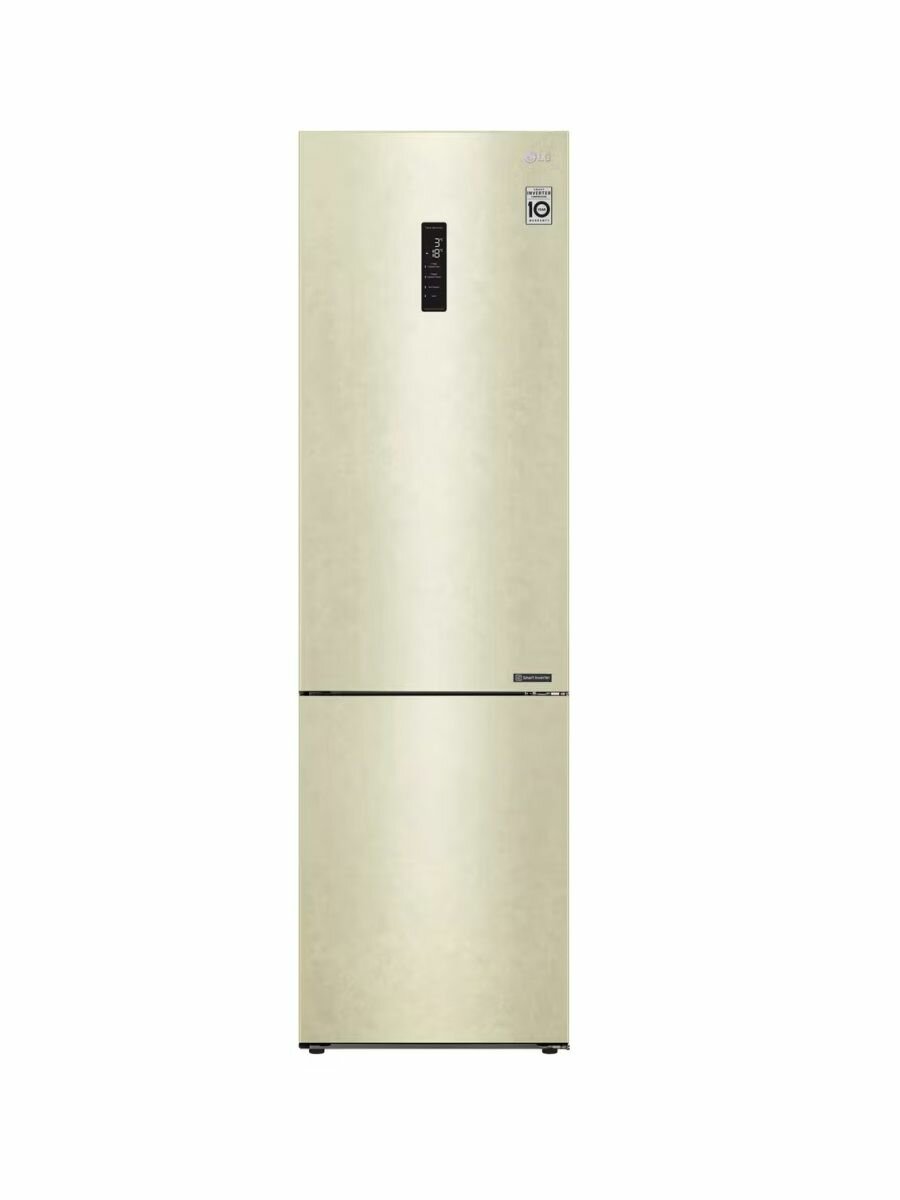 Холодильник двухкамерный LG B509CESL 419 л, нулевой зазор, низкий уровень шума, инверторный мотор, складная полка, технологии Door Cooling+ и Multi Air Flow, функция Smart Diagnosis, бежевый
