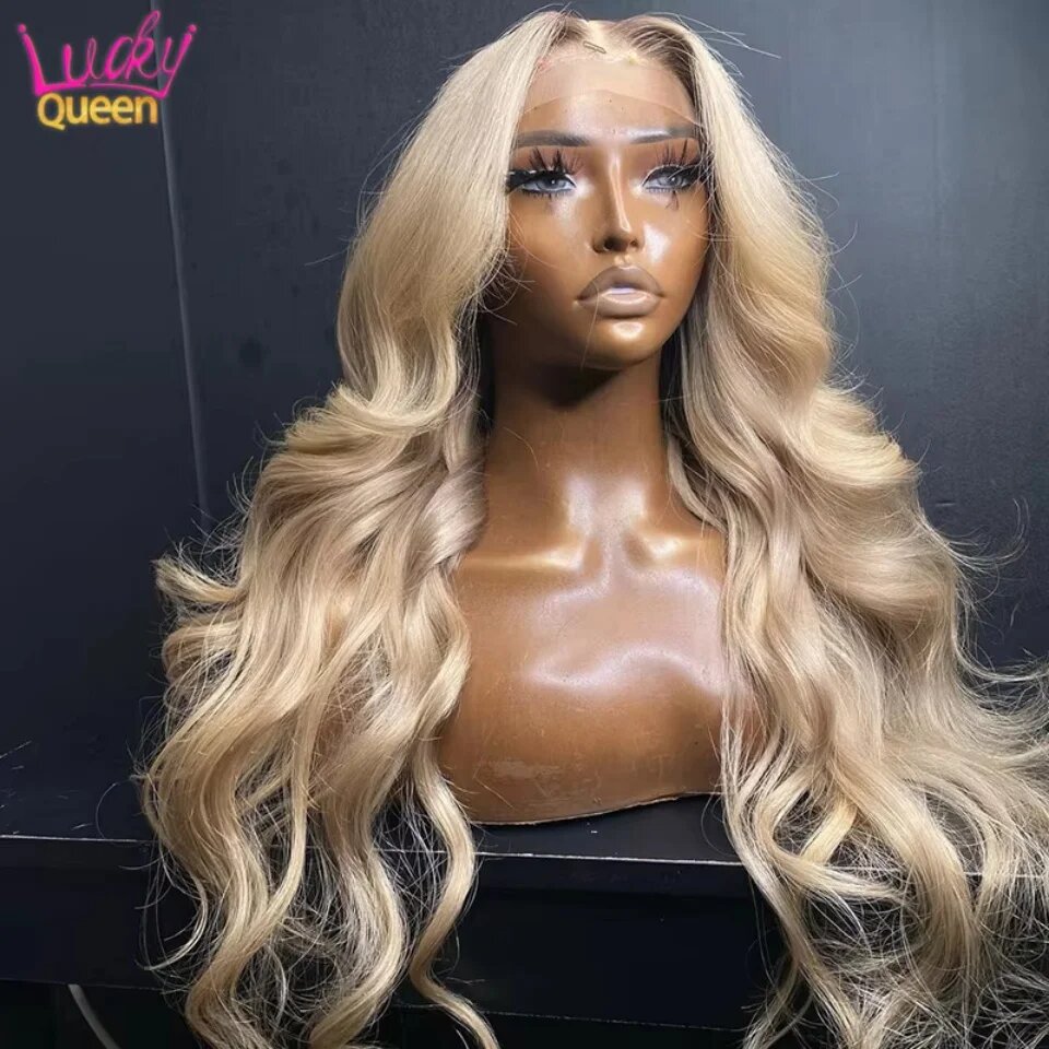 Пепельно-русый прямые объемные волнистые парик из 24 дюйма, 13X6 Frontal Wig 180, Blonde Body