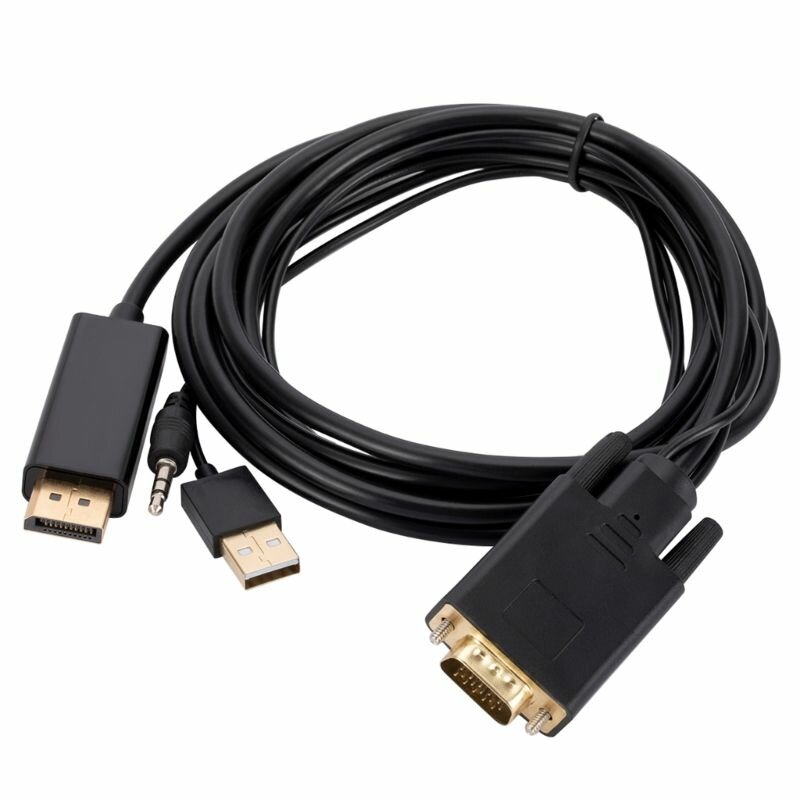 Кабель VGA-DisplayPort, 6 футов DP, футов/1,8 метра, преобразователь 1080P, позолоченный шнур передачи