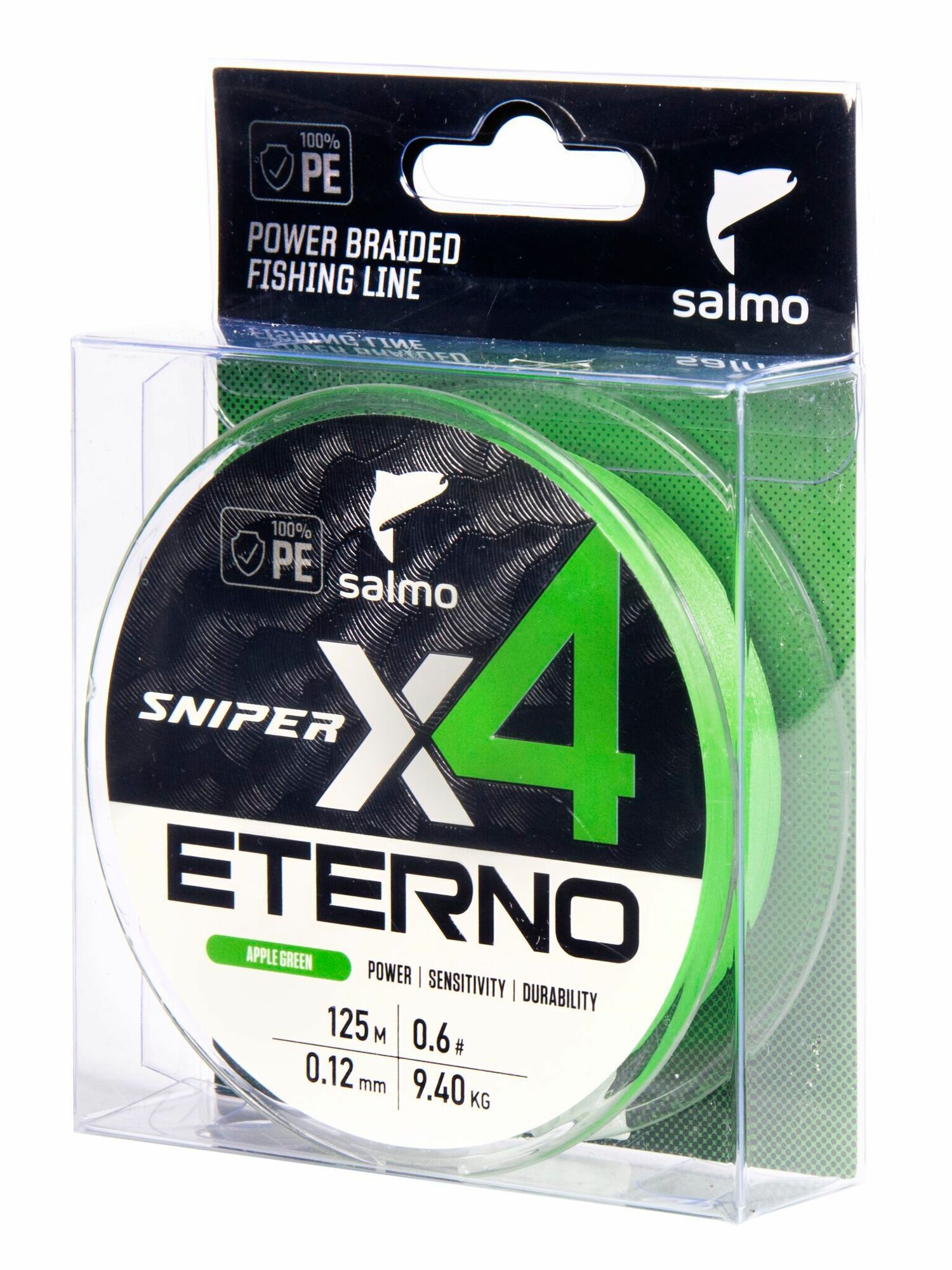 Шнур плетёный Salmo Sniper х4 ETERNO BRAID Apple Green 125 м 0.12 мм