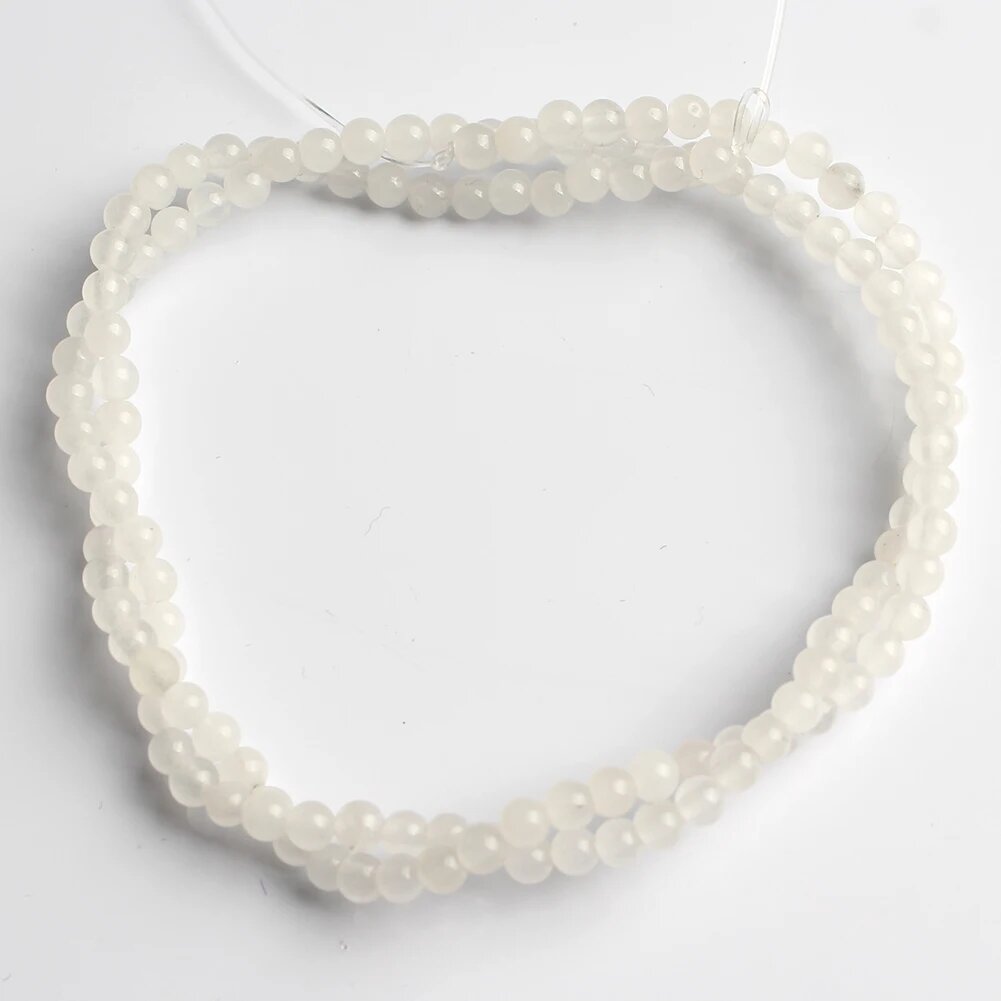 Бусины из натурального камня AOHAYOOMQ 2/3/4 мм Белый, 4mm about 91pcs, White Jade