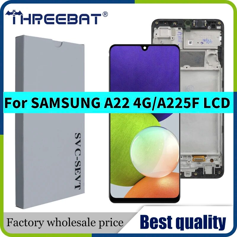 6,4 "Новый Super AMOLED для Samsung A22 4G A225F A225F/DS A225M ЖК-дисплей с цифровым OEM With Frame