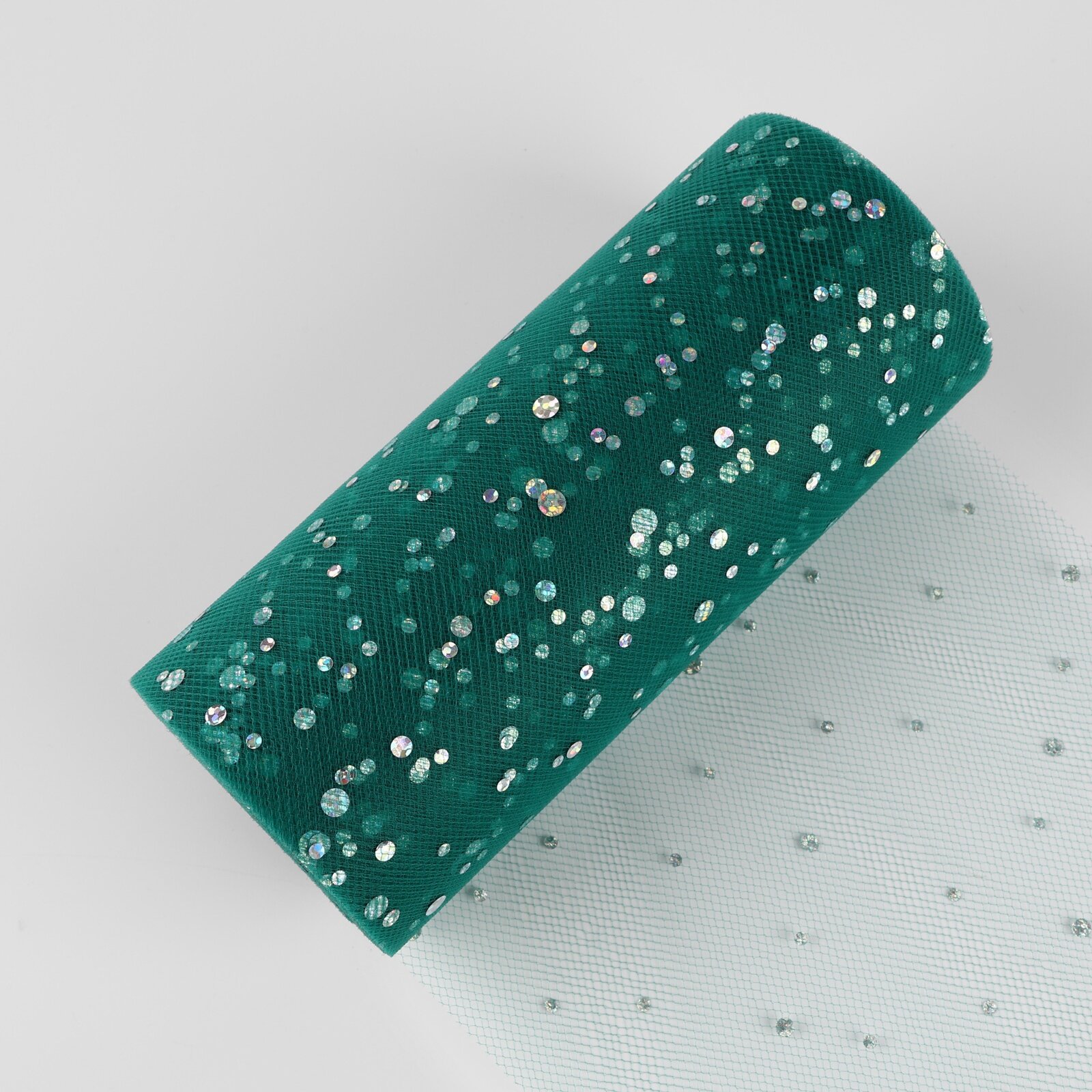 Фатин с блёстками, 15 см, 23 ±1 м, 11 ±1 г/м², цвет тёмно-зелёный №59