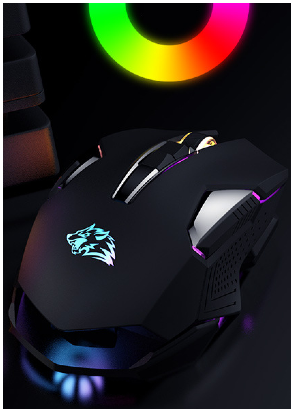 Мышь беспроводная Woif X18 компьютерная с RGB подсветкой мышка для компьютера ноутбука пк тихая/бесшумная usb type c оптическая черная wireless mouse
