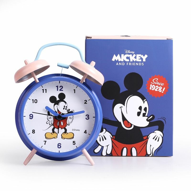 Ретро будильник Disney Микки Маус: двойной звонок + светящийся циферблат! Металл, тихий ход, подарок подростку