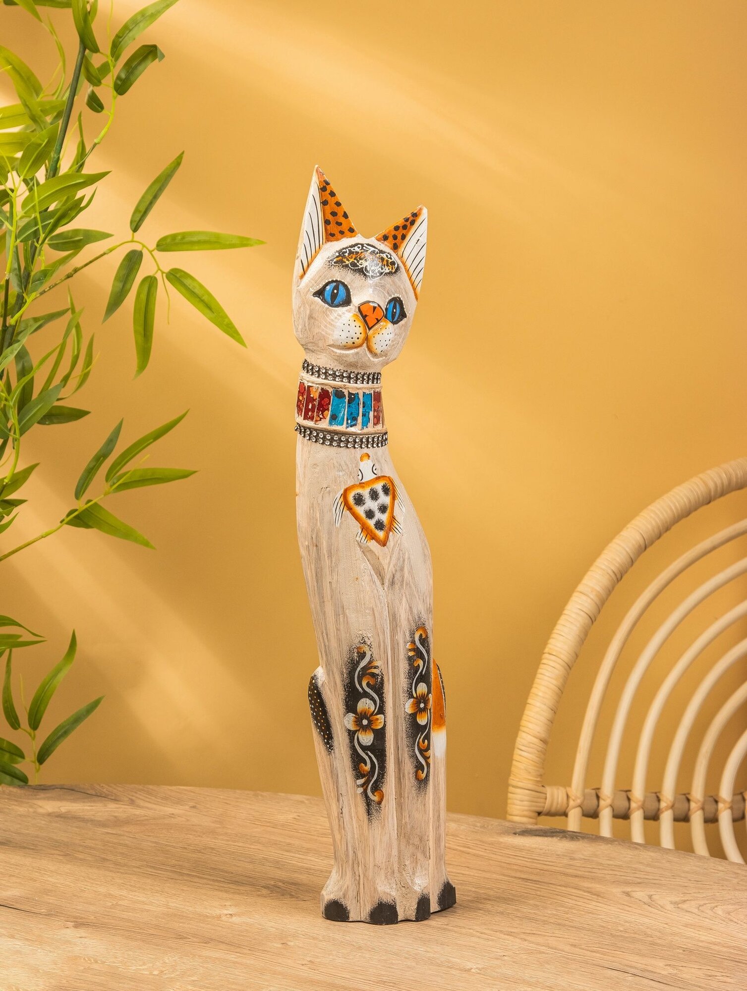 Сувенир "Серая кошка в ошейнике из мозаики и с черепахой" 60*12*6 см