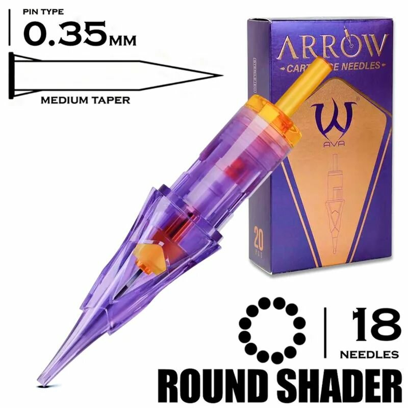 Картриджи для тату и перманентного макияжа (иглы, модули) AVA Arrow 1218RS 35/18RSMT 20 шт/уп