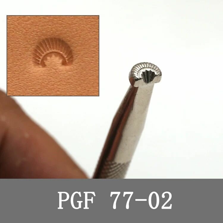 Штамп для тиснения кожи, рифлёная ручка, сталь, 105 мм, клише.