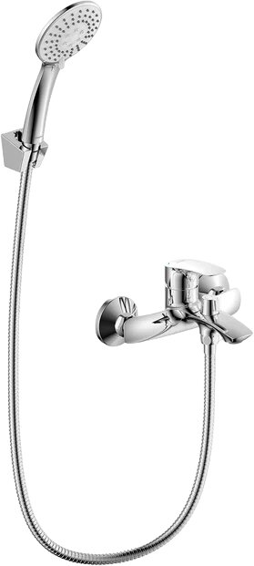 Смеситель для ванны с душем Milardo Rora RORSB00M02 с душевым гарнитуром, настенный, однорычажный, хром, глянцевый, латунный, с керамическим картриджем