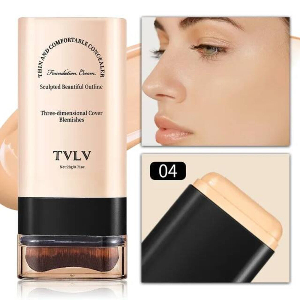 Тональный крем TVLV Eraser Foundation Stick 20 г, с кисточкой для придания коже сияния, стойкий корректор макияжа
