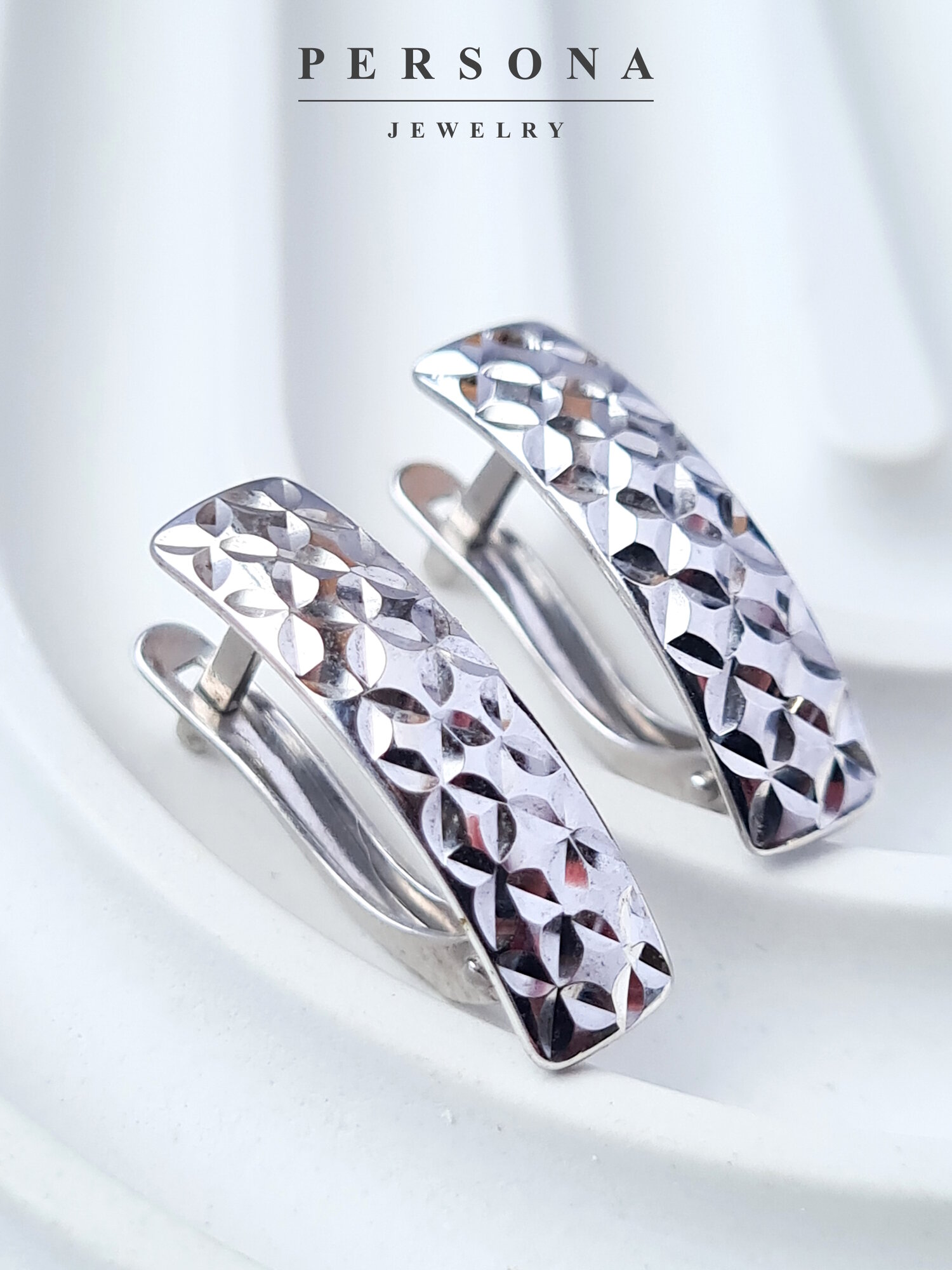 Серьги ПЕРСОНА, серебро, 925 проба, родирование