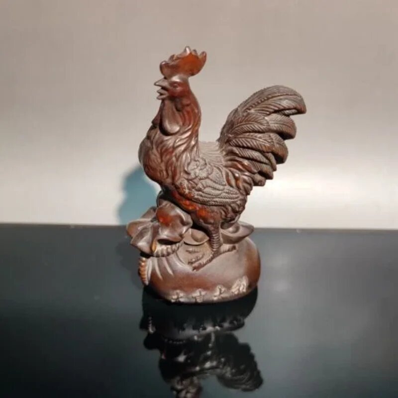 Винтажный деревянный орнамент, резьба, мини-статуя петуха, петух, декоративный подарок в виде животного