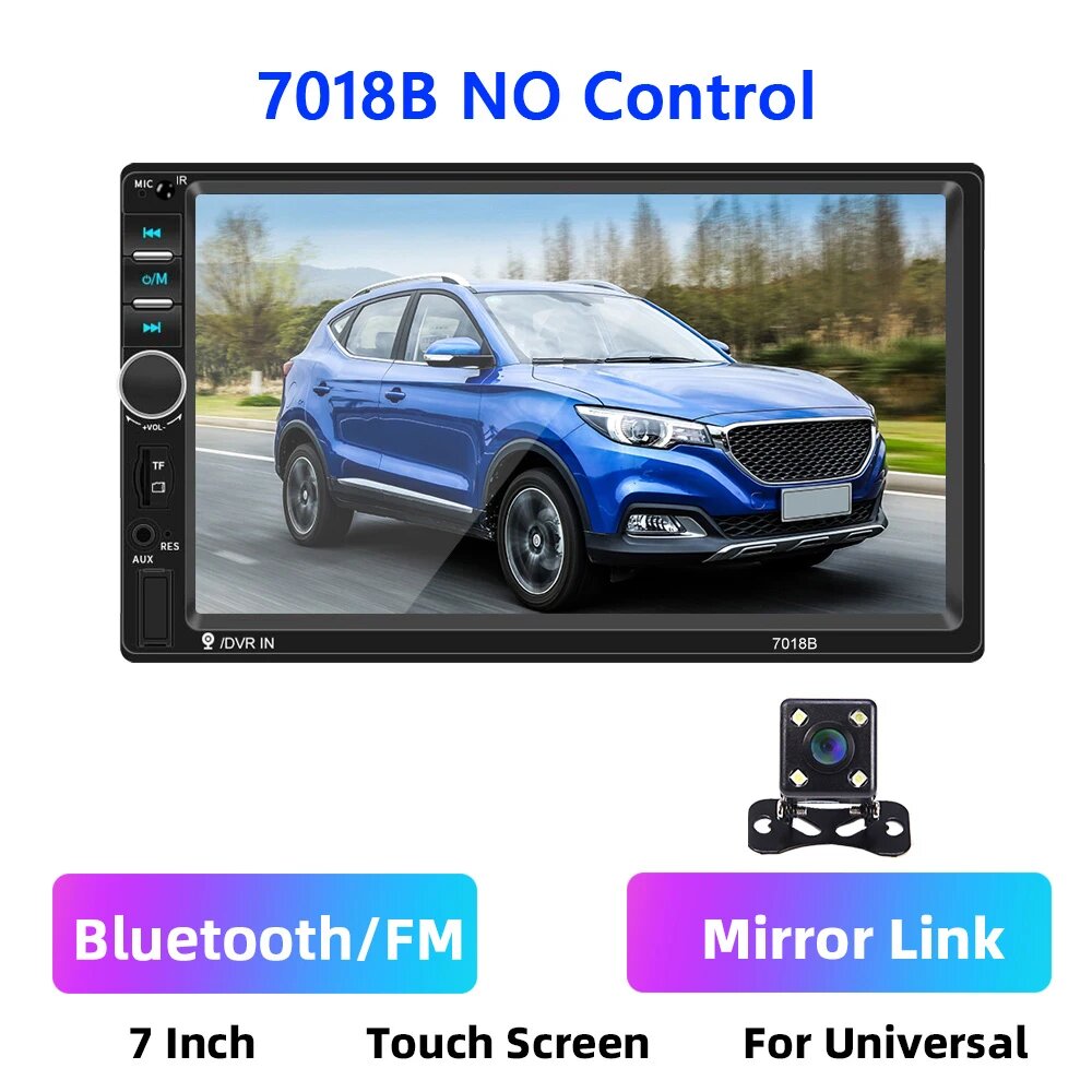 Автомагнитола Podofo 7018B/7023B, мультимедийный плеер 2 Din с 7-дюймовым HD сенсорным экраном, для Nissan, Toyota, Kia, 7018B 4LED Cam