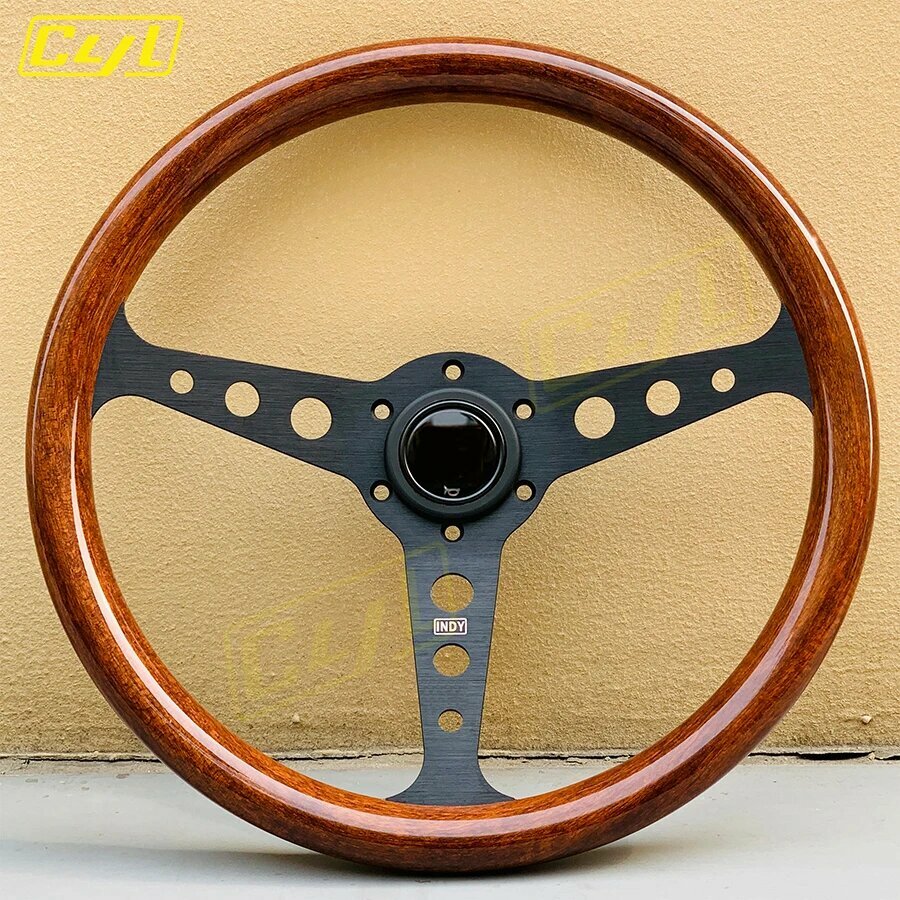 JDM Универсальный 14 дюймов 358 мм INDY деревянный стиль руль классический винтажный спортивный руль, Черный