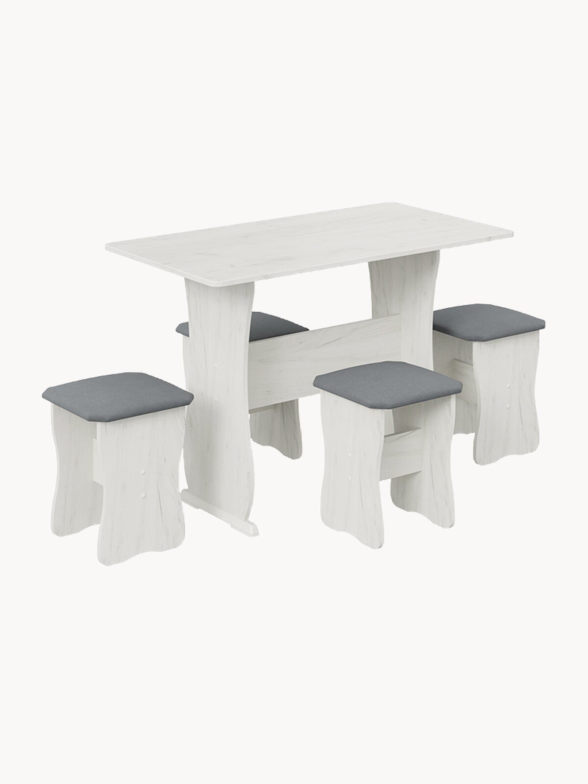 Обеденная группа для кухни тип 1, Дуб крафт белый/Велюр серый