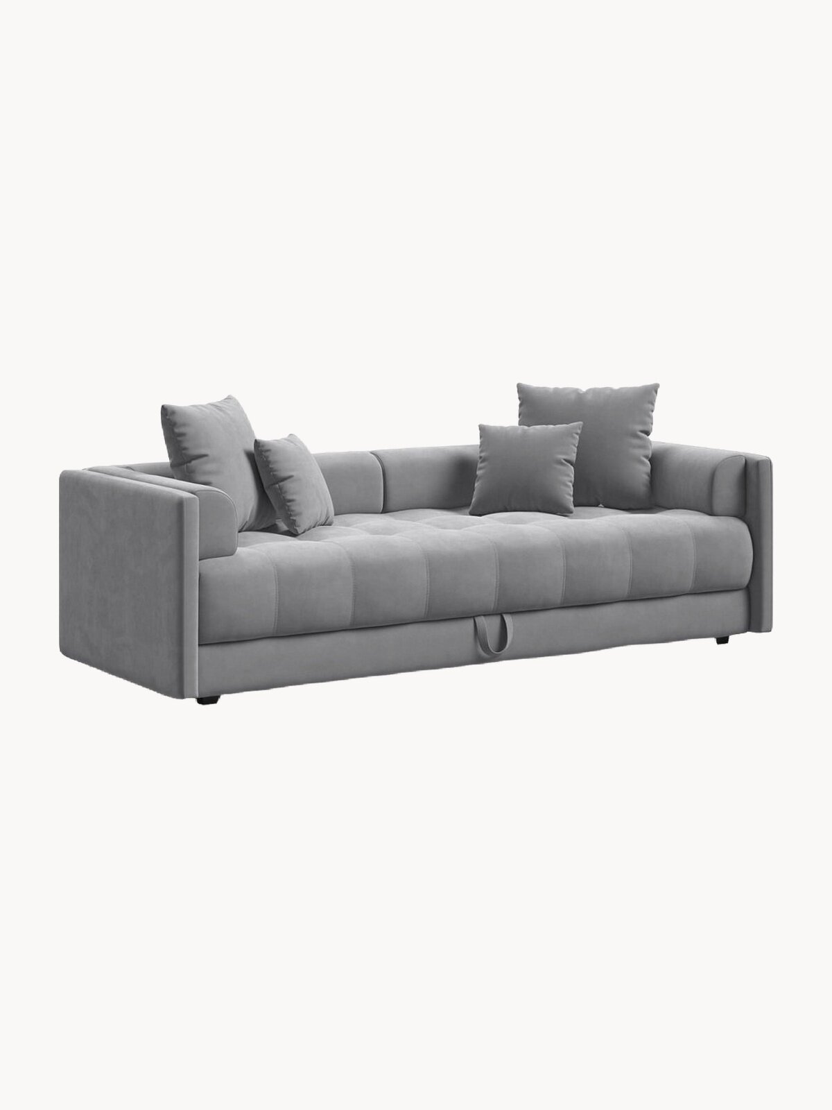 Односпальная тахта-диван с ящиком для хранения Boss, велюр Monolit сталь, 203x93x61 см, Много Мебели