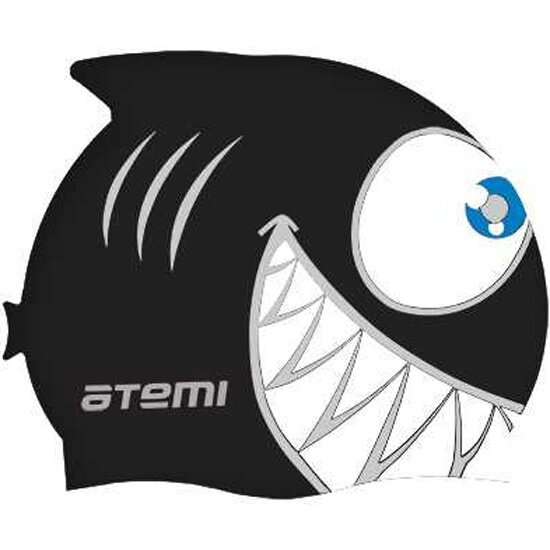 Шапочка для плавания детская Atemi , силикон, рыбка-, черн, FC202