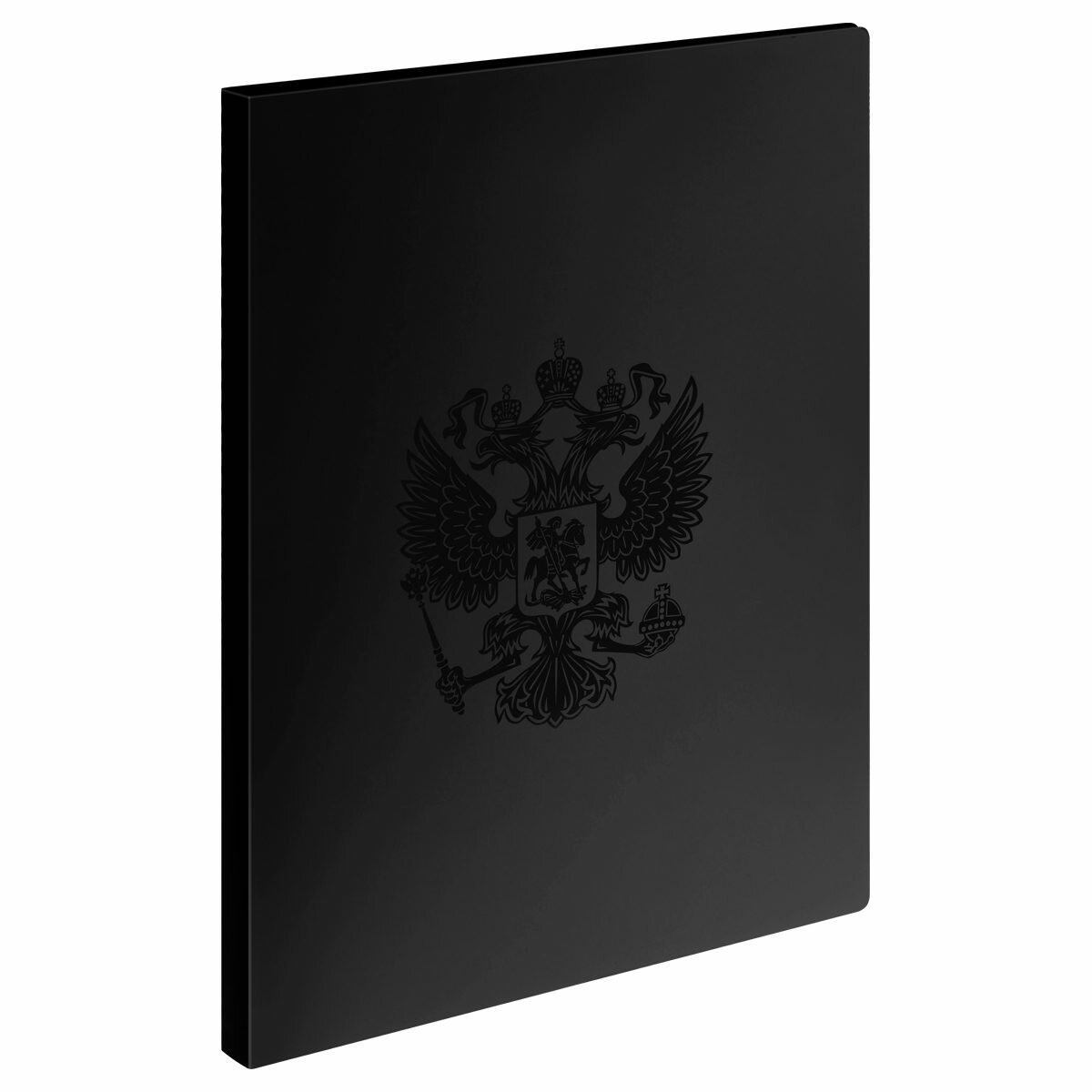 Папка на 2-х кольцах Стамм "Герб" (А4, 25мм, 700мкм, пластик) черный (ММ-32151)