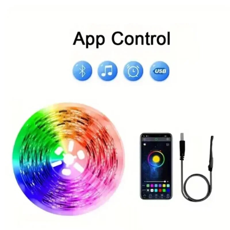 Светодиодная лента RGB 2024, Usb, 1-20 м, 5 В, управление через приложение App Control, 0.5m 2835