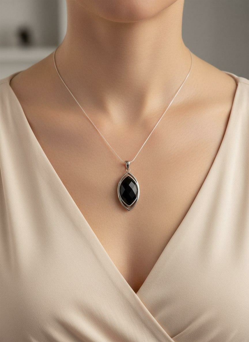 Подвеска, серебро, 925 проба, родирование, оникс