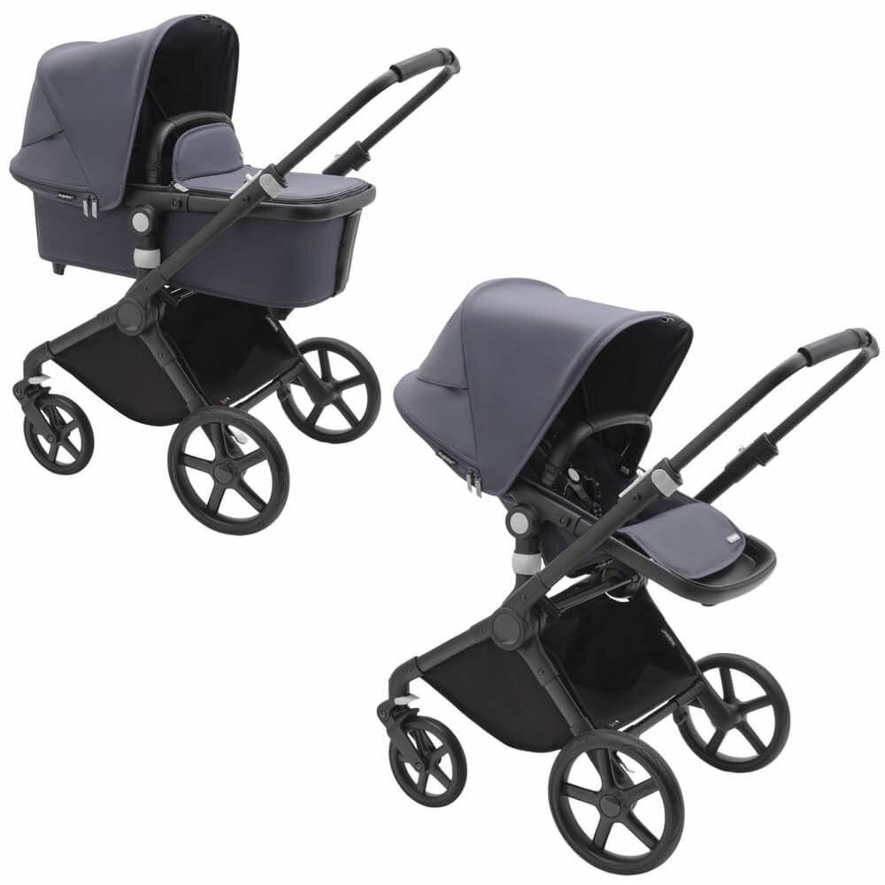 Коляска 2 в 1 с люлькой Bugaboo fox cub Stormy Blue, синий