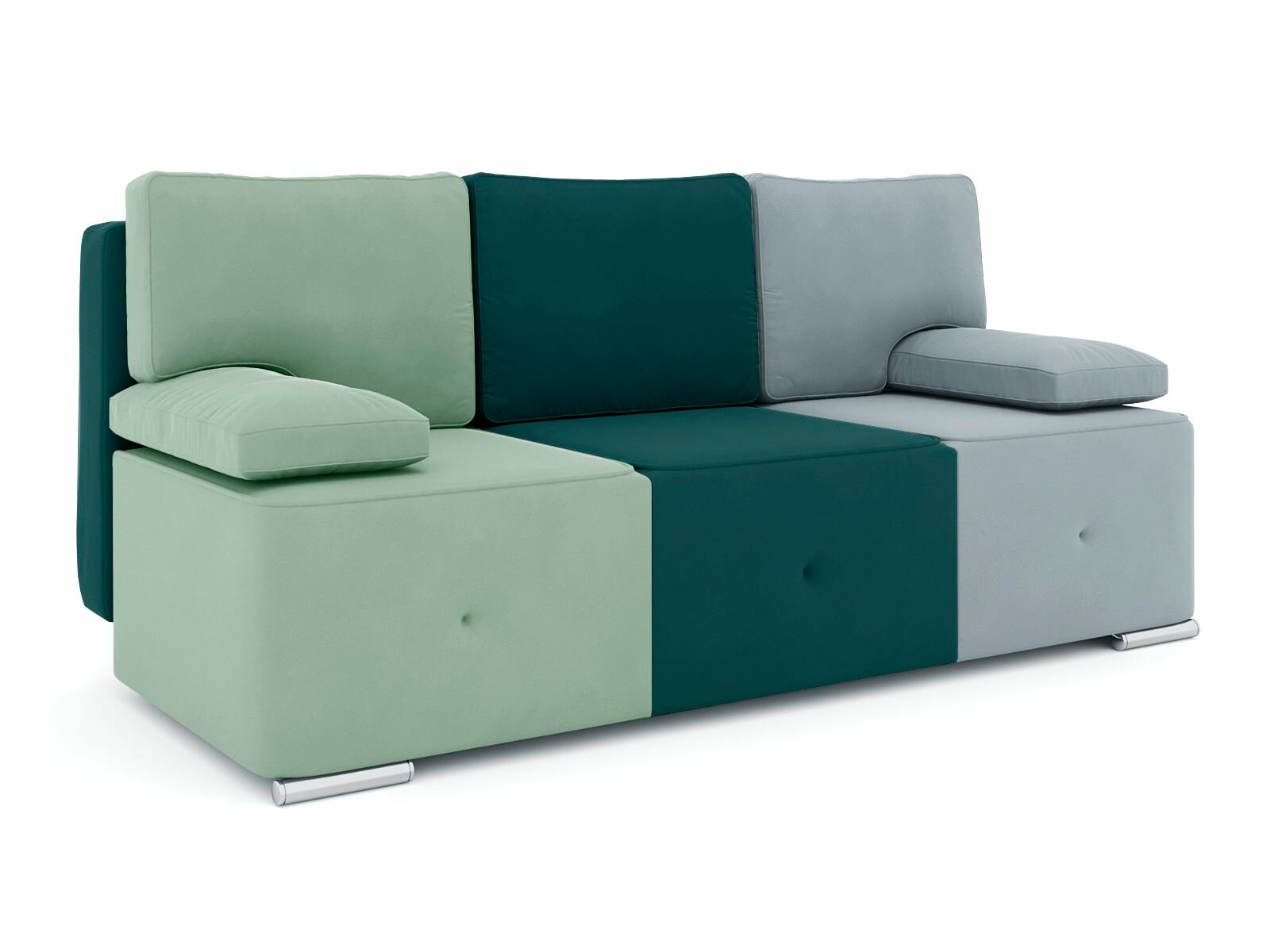 Диван - кровать Хавьер, еврокнижка-трансформер, 195*98*98, велюр Зара Минт/ Изумруд/ Маус