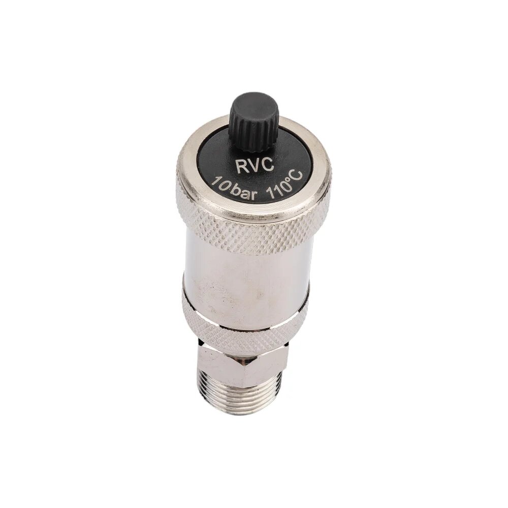Воздухоотводчик Rvc 1/2 автоматический с отсечным клапаном, хромированная латунная конструкция, бытовой класс, резьба — фото 1