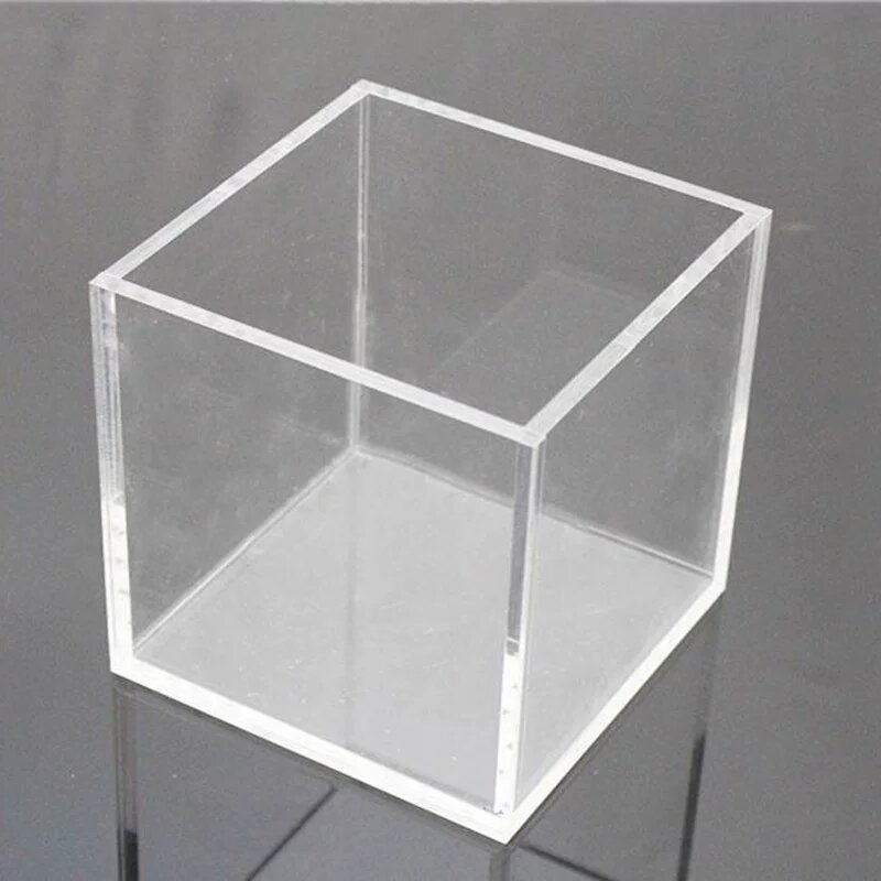 Акриловая коробка для хранения косметики, прозрачная, 15x15x15 см, без крышки - настольный органайзер