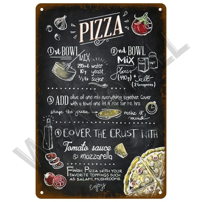 Винтажный металлический знак "Пицца" LCPT 34866