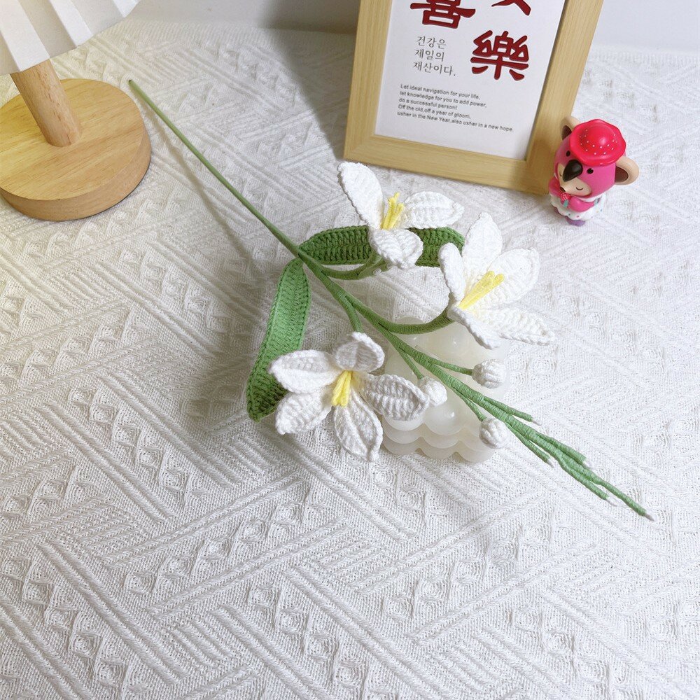 Вязаный цветок из пряжи, готовый ручной работы, вязаная марсова орхидея, креативный DIY букет из пряжи, домашний декор