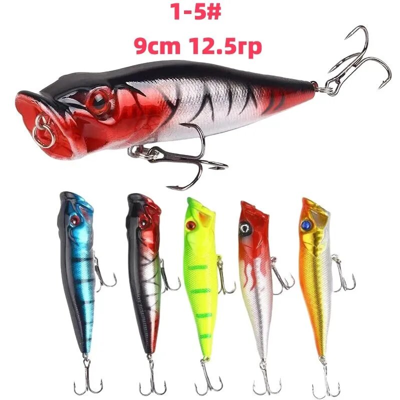1 шт Воблер для рыбалки на щуку , поппер 9 см 12.5 грамм, приманки рыболовные на судака и окуня, снасти для спиннинга