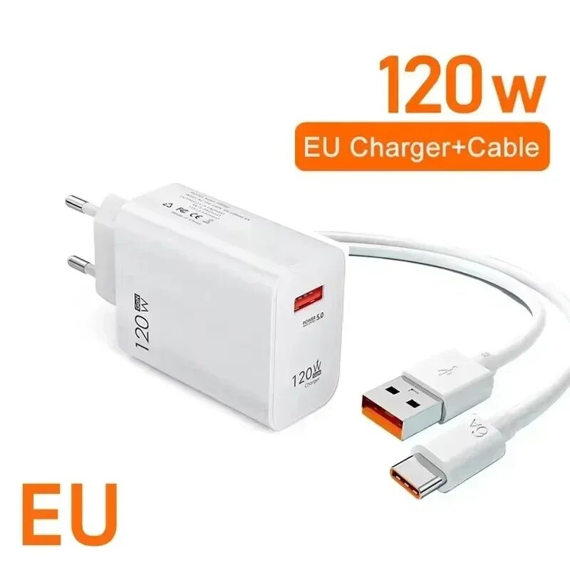 Оригинальное зарядное устройство Xiaomi 120 Вт, турбо-адаптер для быстрой зарядки и Hypercharge для Redmi Note 11 12 Pro Plus 5G Mi 15 14 13, кабель EU Charger And Cable