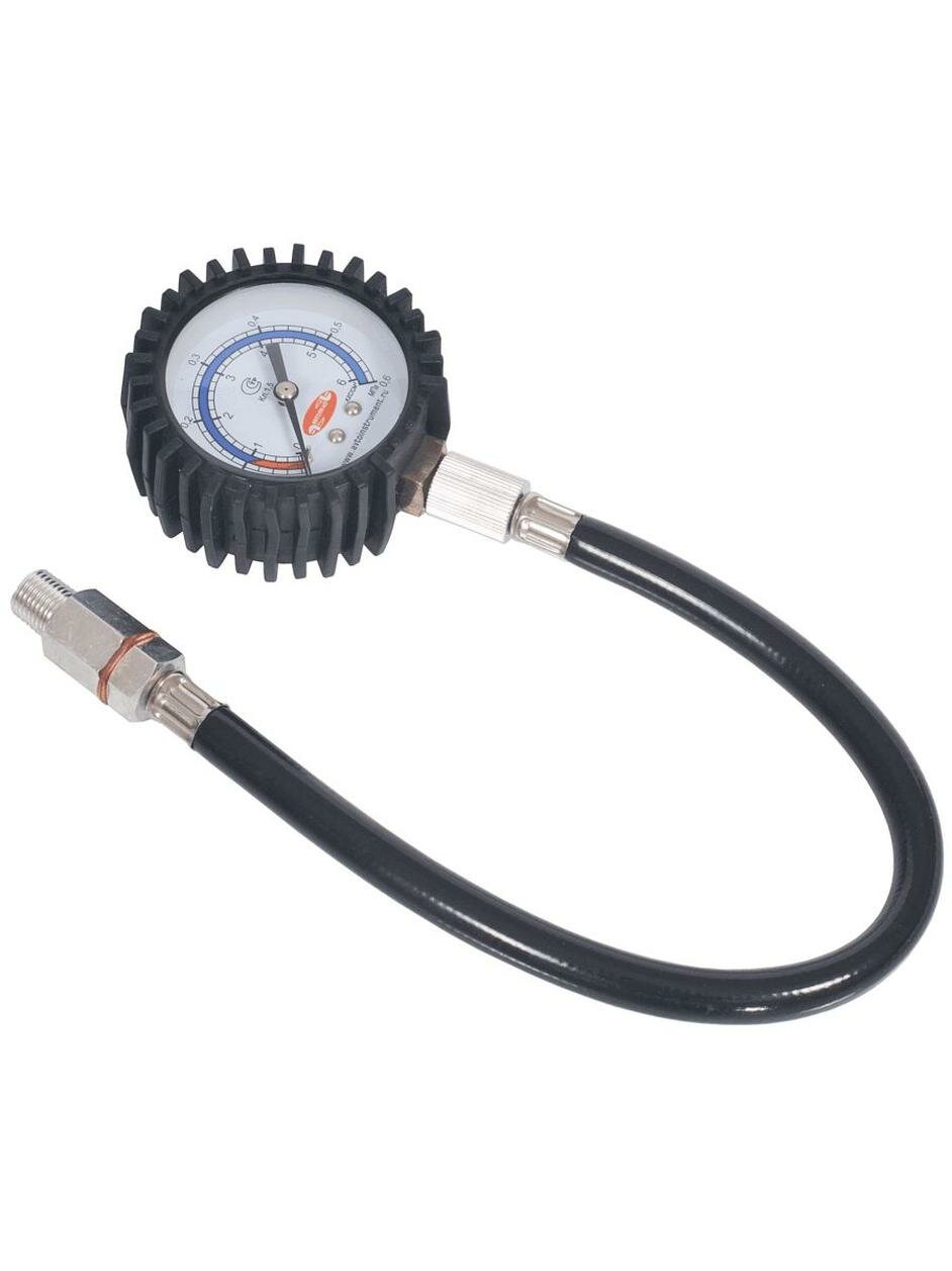 Манометр АвтоDело 40085, для масла, 62мм, 6кгс/см², с гибким шлангом, в блистере