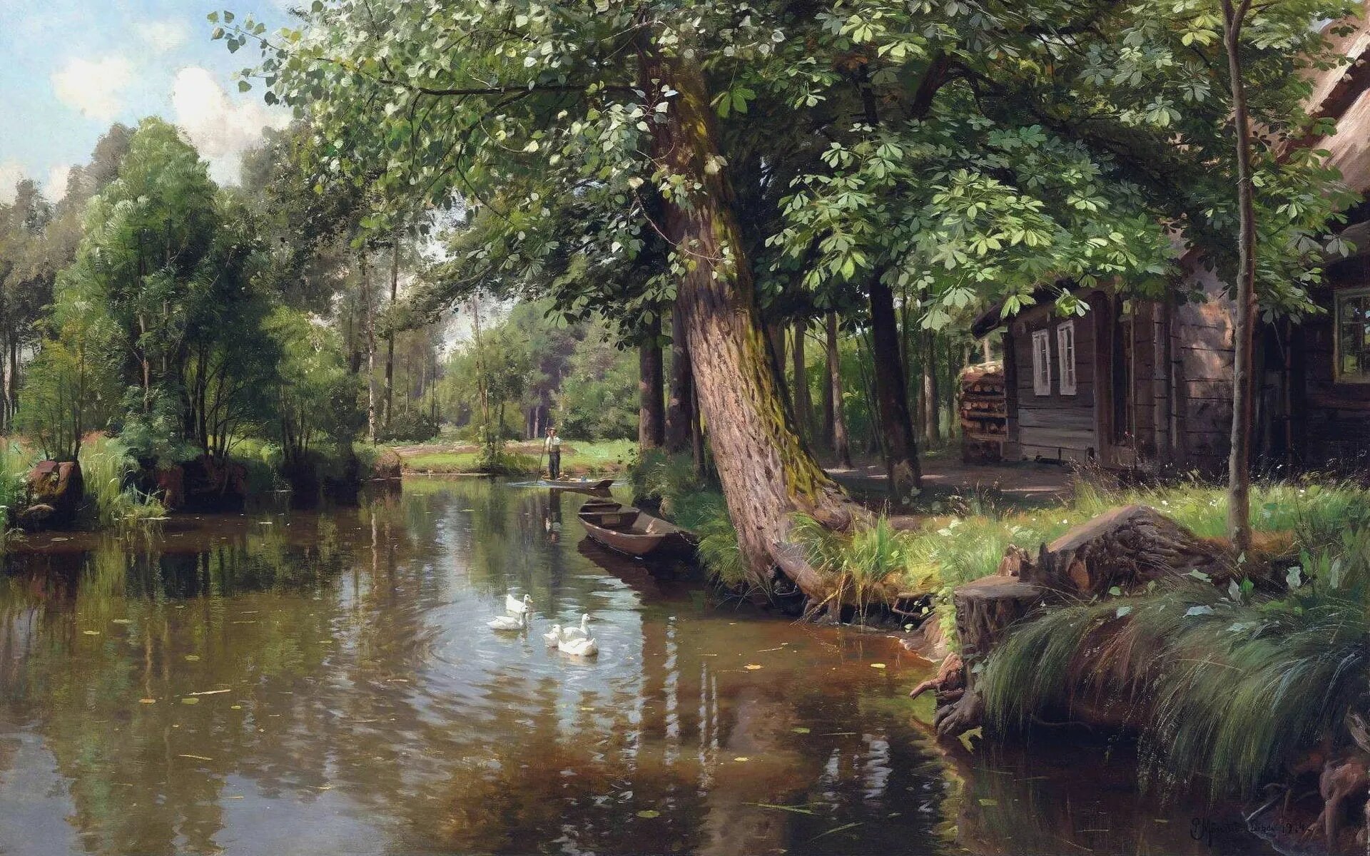 Пейзаж на холсте 20x30см, серый