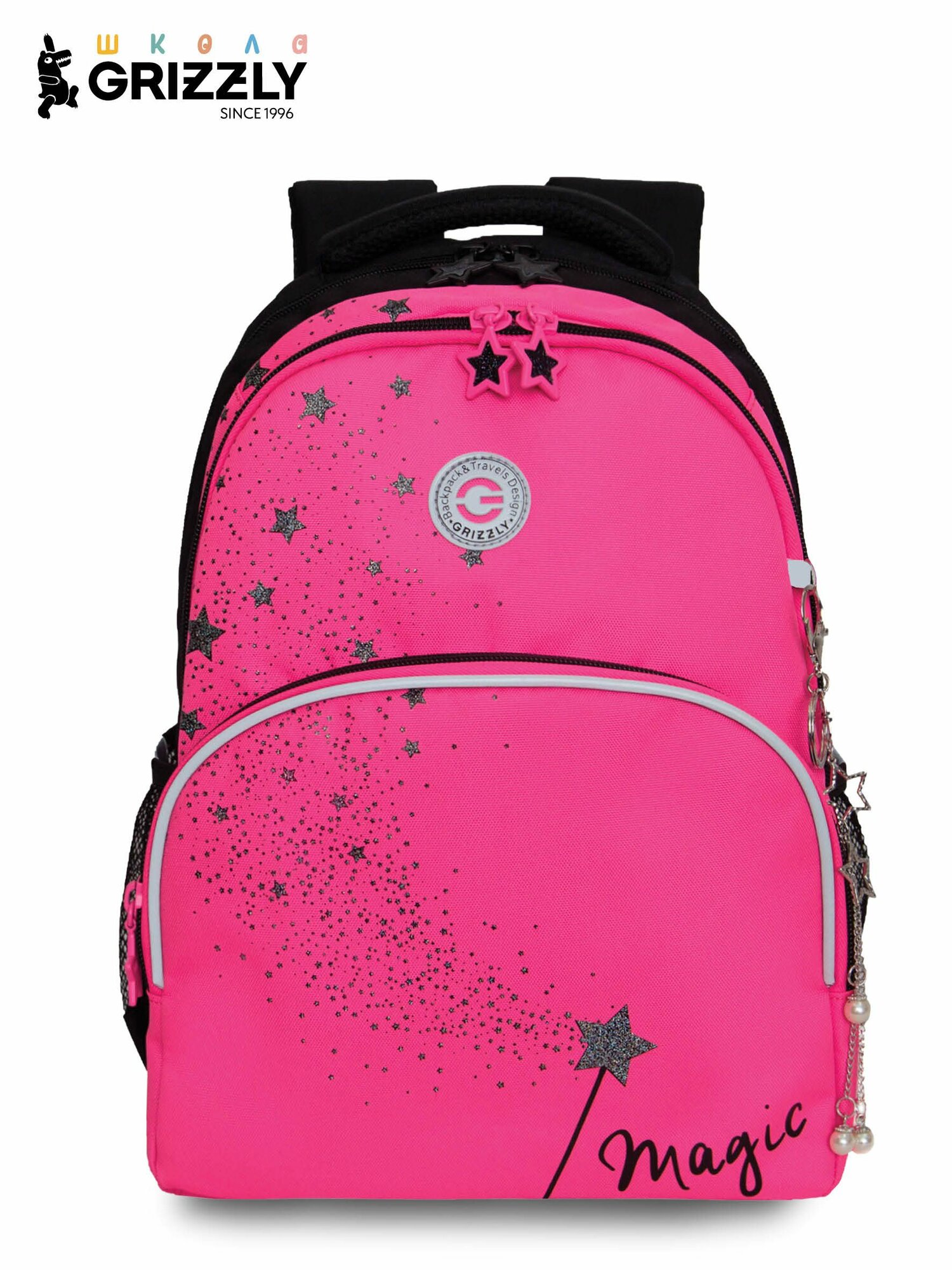Рюкзак школьный GRIZZLY с карманом для ноутбука 13", анатомической спинкой, для девочки, RG-560-2
