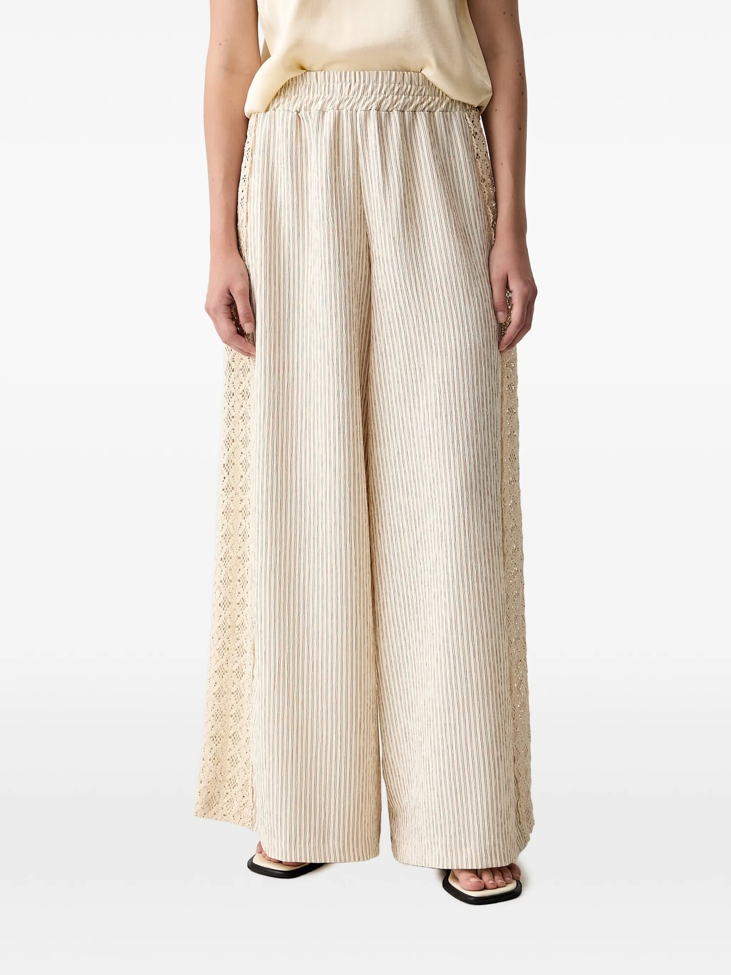 Брюки Stripe-pattern lace-trim palazzo pants