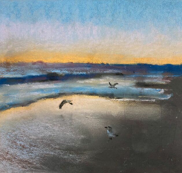 ART-Salon at Oktyabrskaya "Вечер" 17х18 см; бумага, акварель, пастель; ручная работа