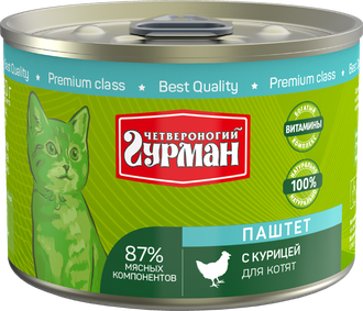 Четвероногий Гурман Консервы для котят Паштет с курицей, 190г 0.19 кг
