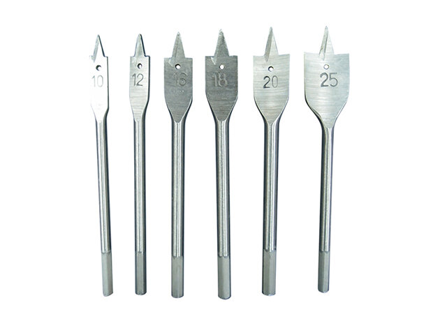 Набор перьевых сверл UGO LOKS для работы по дереву, 6 шт, 10, 12, 16, 18, 20, 25 мм