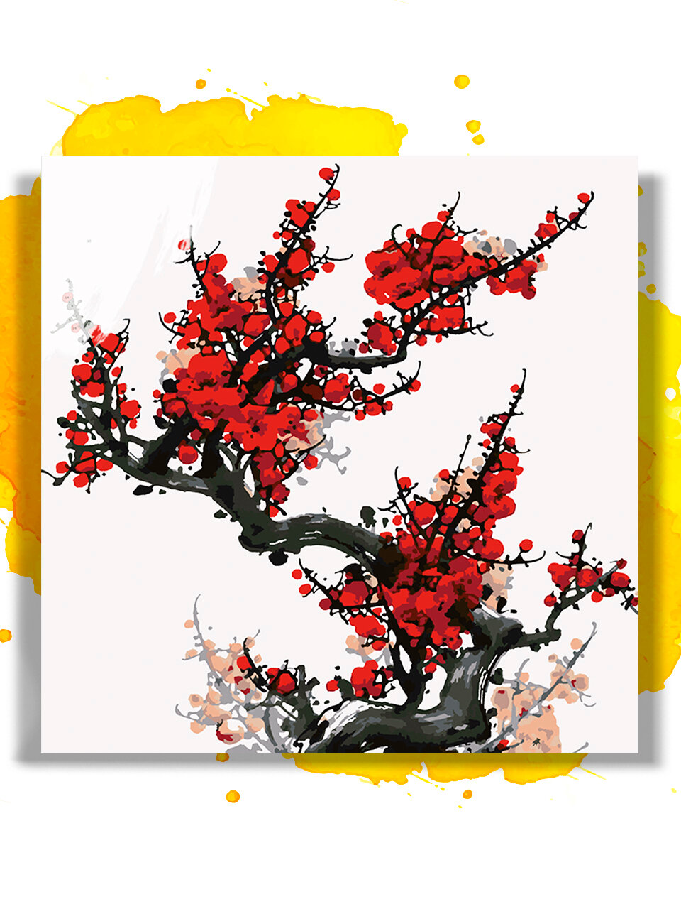 Картина по номерам на холсте Китайская живопись Мэйхуа, 40 х 40 см