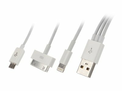 Кабель 3 в 1 MrCable USB 2.0 to Lightning/micro /iPhone 30-pin 20см
