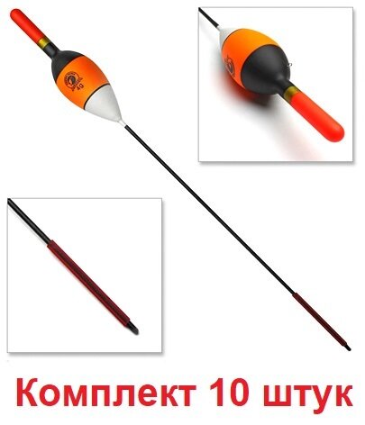 Поплавок бальсовый AQUA F13-30, грузоподъемность - 3,0g, высота - 19,0cm, 10 штук