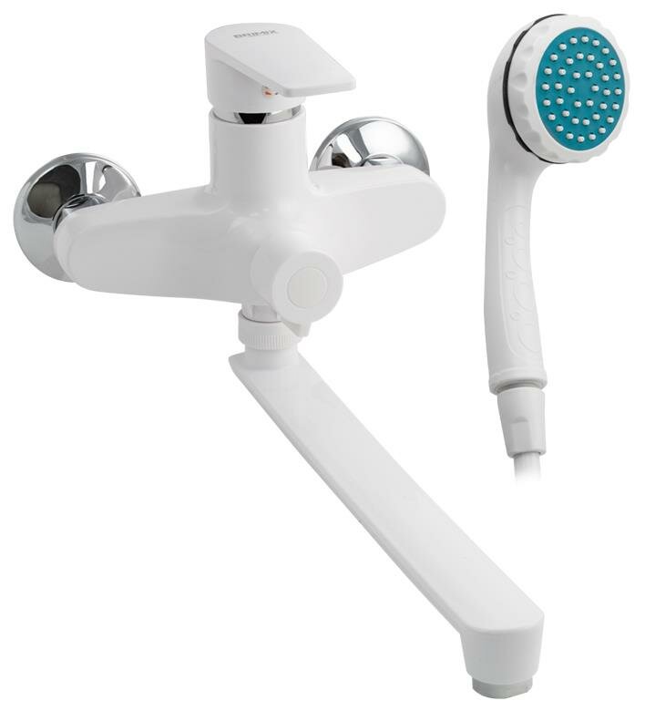 BRIMIX 556 Смеситель в ванную длинный излив , шаровый из высокопрочного пластика АБС - белый