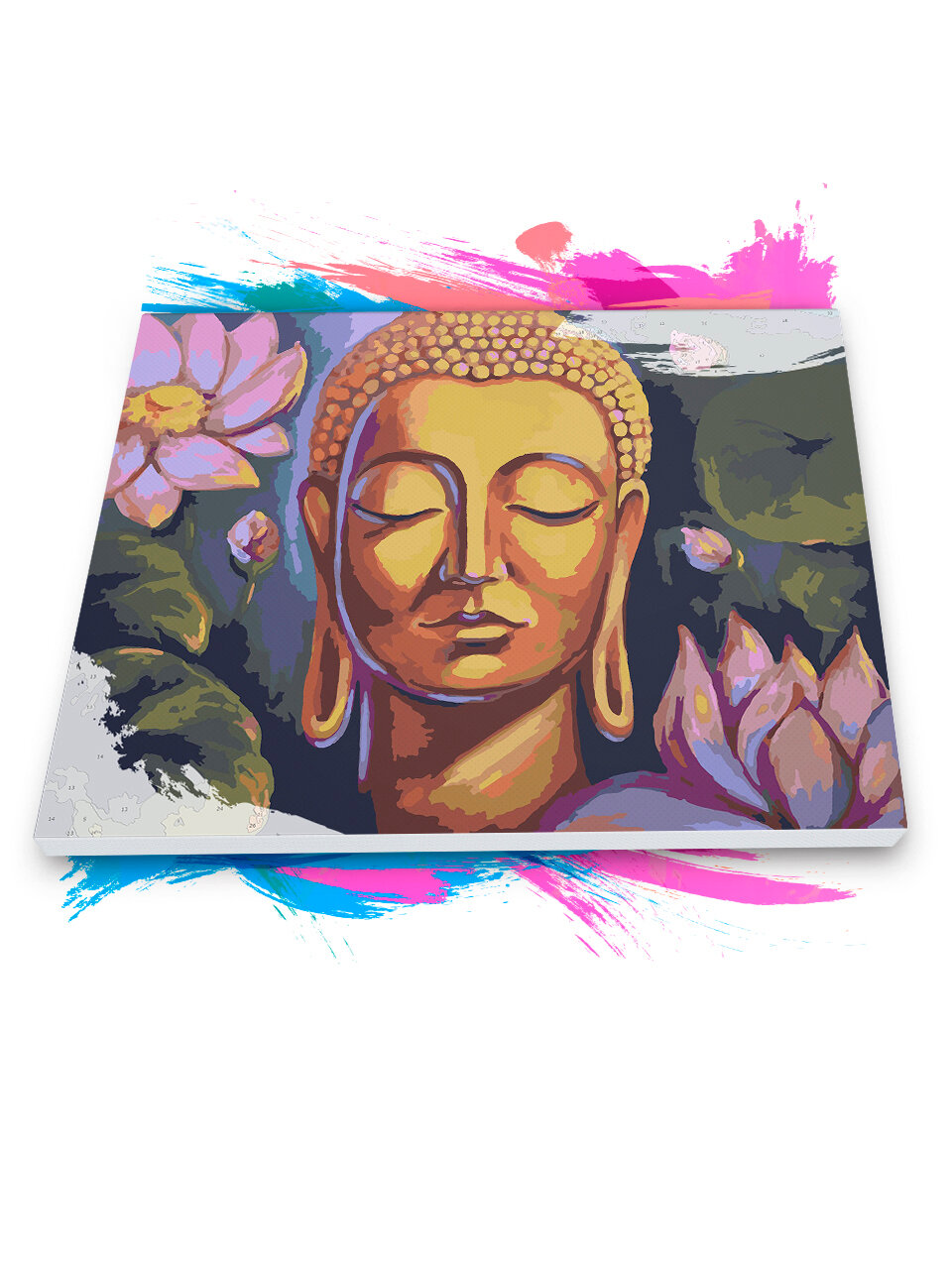 Картина по номерам на холсте Будда и Лотосы, 30 х 40 см