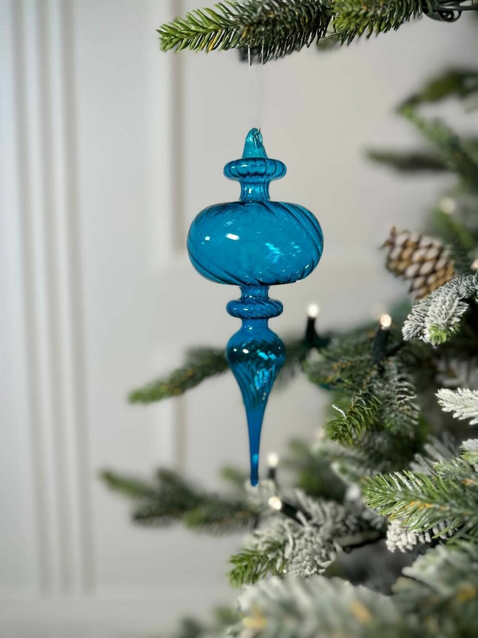 Украшение елочное Лавка Чудес "Неон", стекло, голубой, 21x8 см