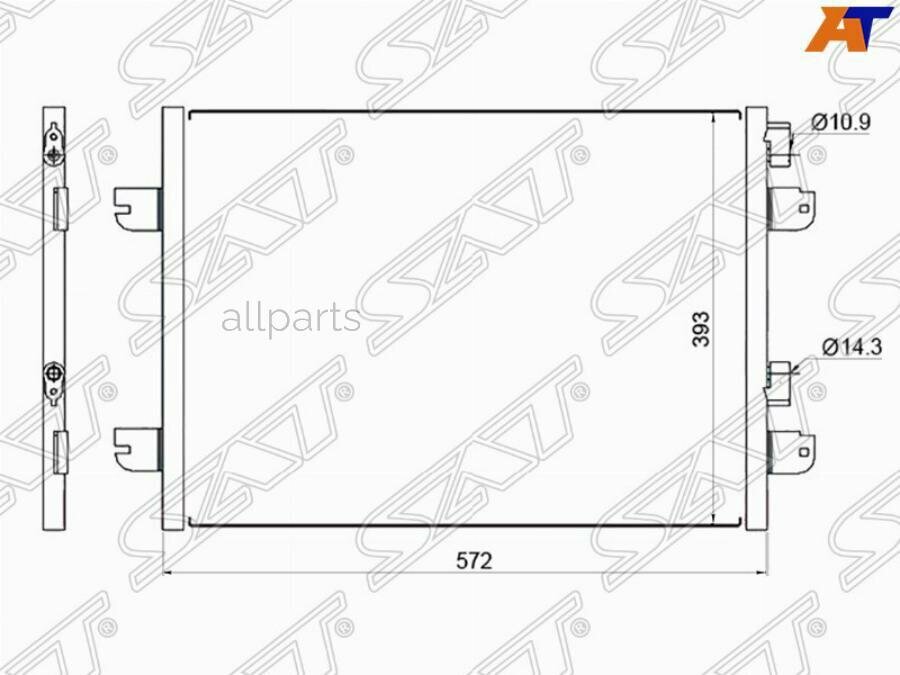 SAT ST-DC01-394-A0 Радиатор кондиционера Nissan Almera 12-19 / Renault Duster 10-21